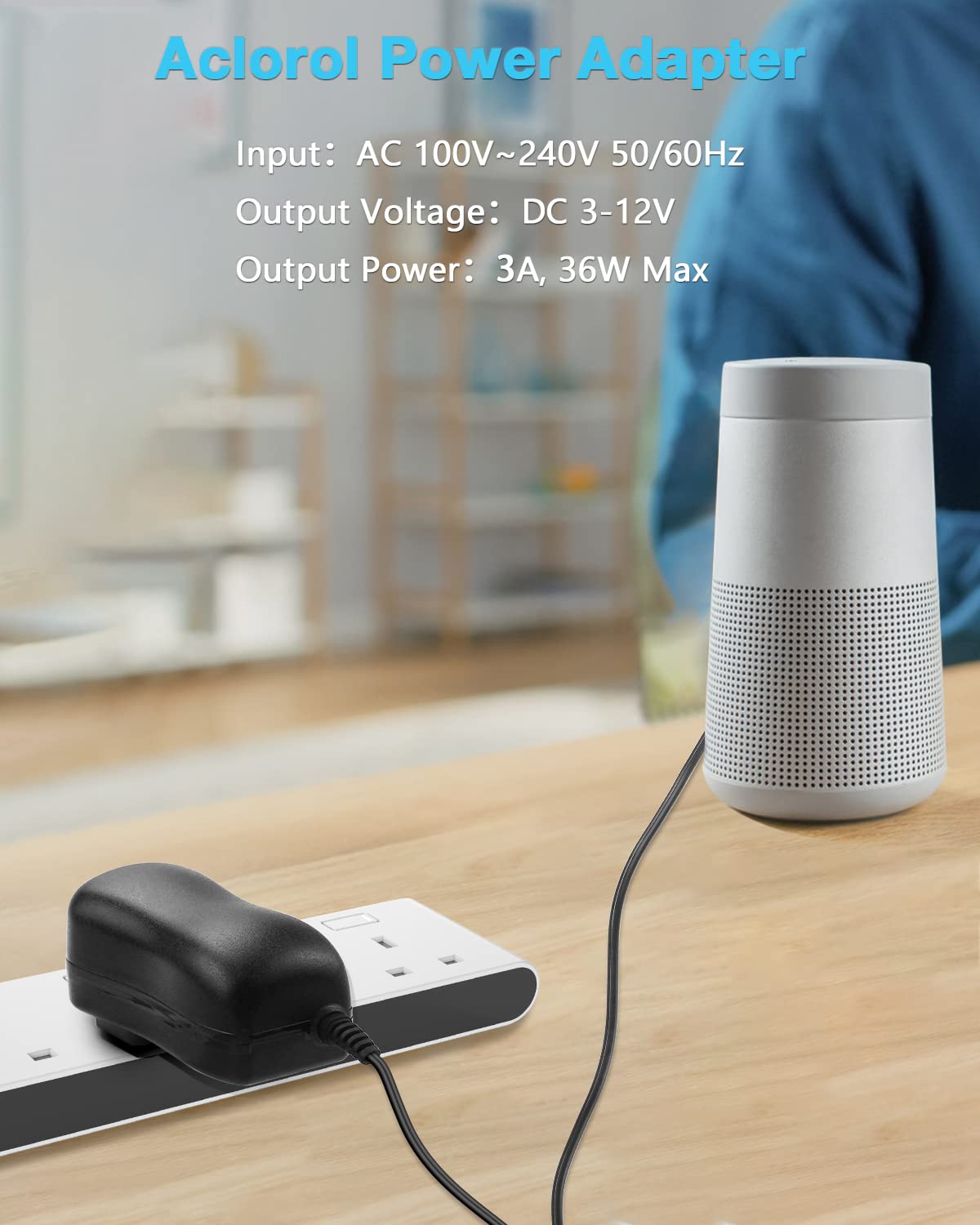 Aclorol 36W Universal AC/DC Power Adapter 3~12V 3A Adjustable Power Supply 100V-240V AC to DC 3V-12V 9V 7.5V 6V 5V 4.5V 3V 3A 2.5A 2A 1A Converter Switching with Polarity Converter & 14 Tips