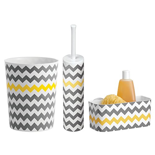 iDesign Chevron Waste Can, Gray/Yellow, 8" x 8" x 10"