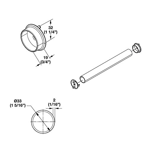 HandyCT Wardrobe Tube End Support, Synergy Collection with Two pins for 5 mm Holes, Dark Oil Rubbed Bronze