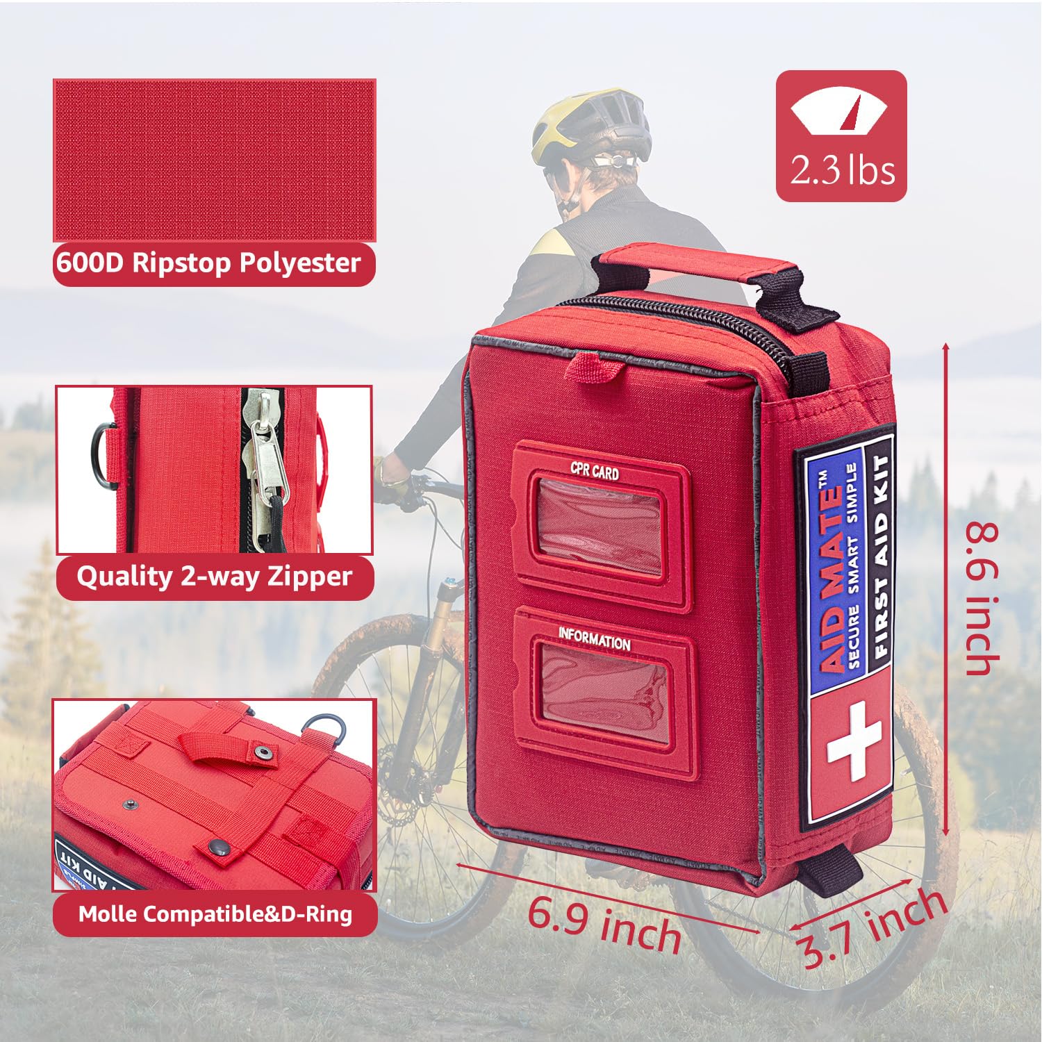 AID MATE Pro First Aid Kit with Molle System Portable Emergency Survival Kits Trauma Medical Kit for Home, Office, Car, Outdoor, Hiking, Travel, Campingā¦