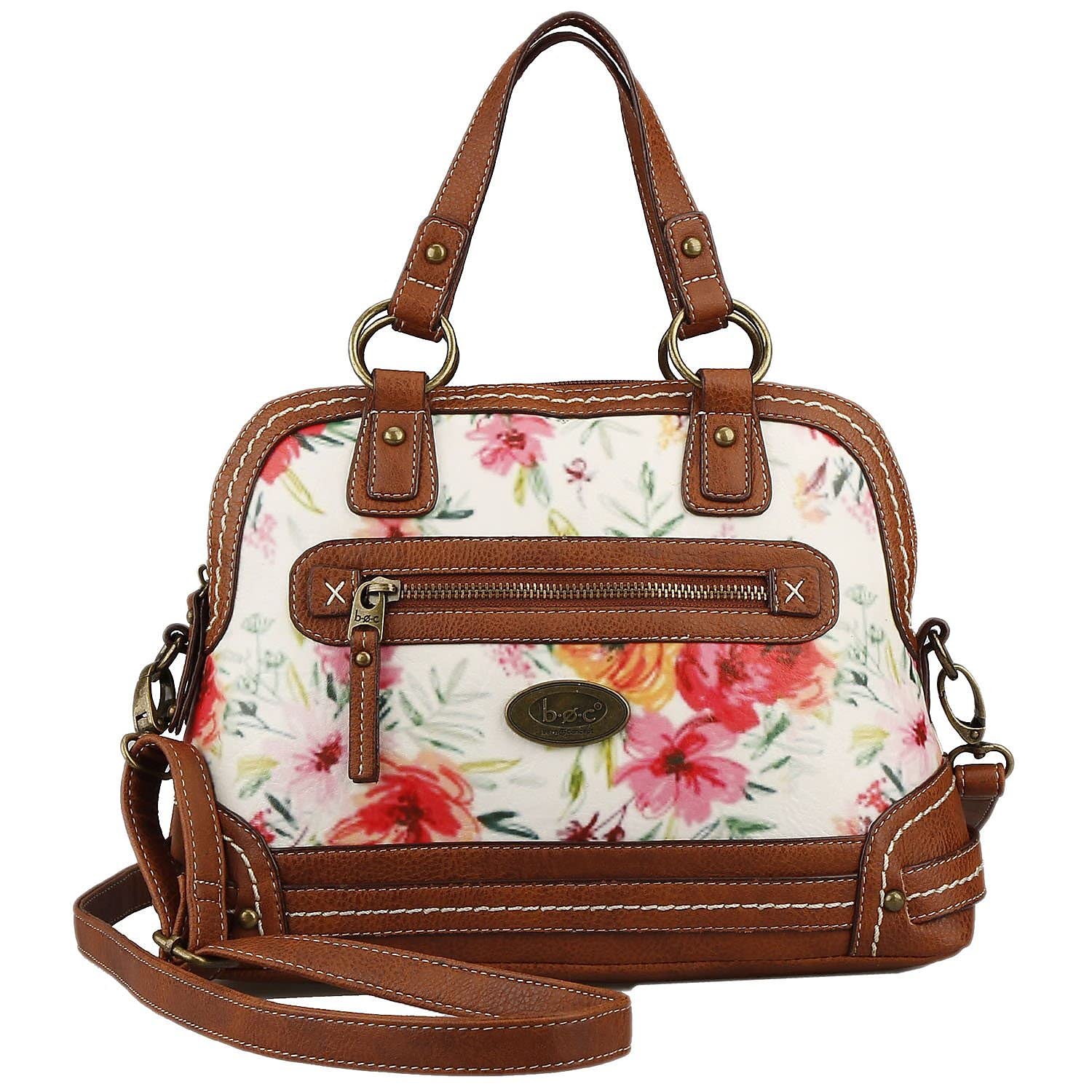 b.o.c. Whitley Floral Vegan Leather Satchel Handbag One Size White multi