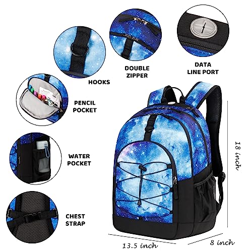 Choco Mocha Galaxy Backpack for Teen Girls, Travel School Backpack for Girls Middle School Large Bookbag 18 Inch, Black