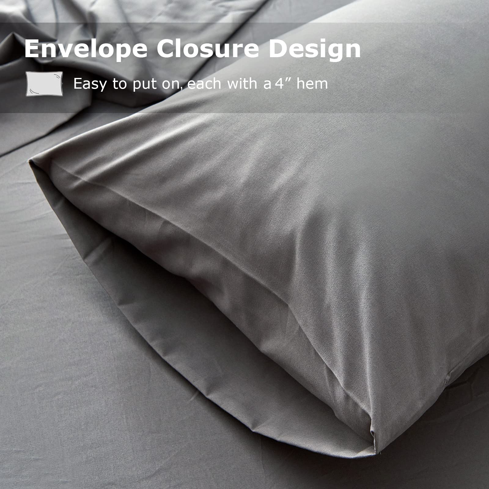 AKK King Sheet Set - Soft Hotel Luxury King Bed Sheets - Ultra Brushed Microfiber - Deep Pocket - Cooling Sheets for King Size Bed - 4 Piece (Dark Grey)