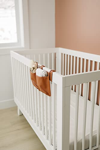 Lu & Ken Baby Nursery Crib Organizer - Vegan Leather Hanging Diaper Organizer for Crib - 13.5 x 7.5 Inch Nursery Storage Bedside Crib β Water and Stain Resistant