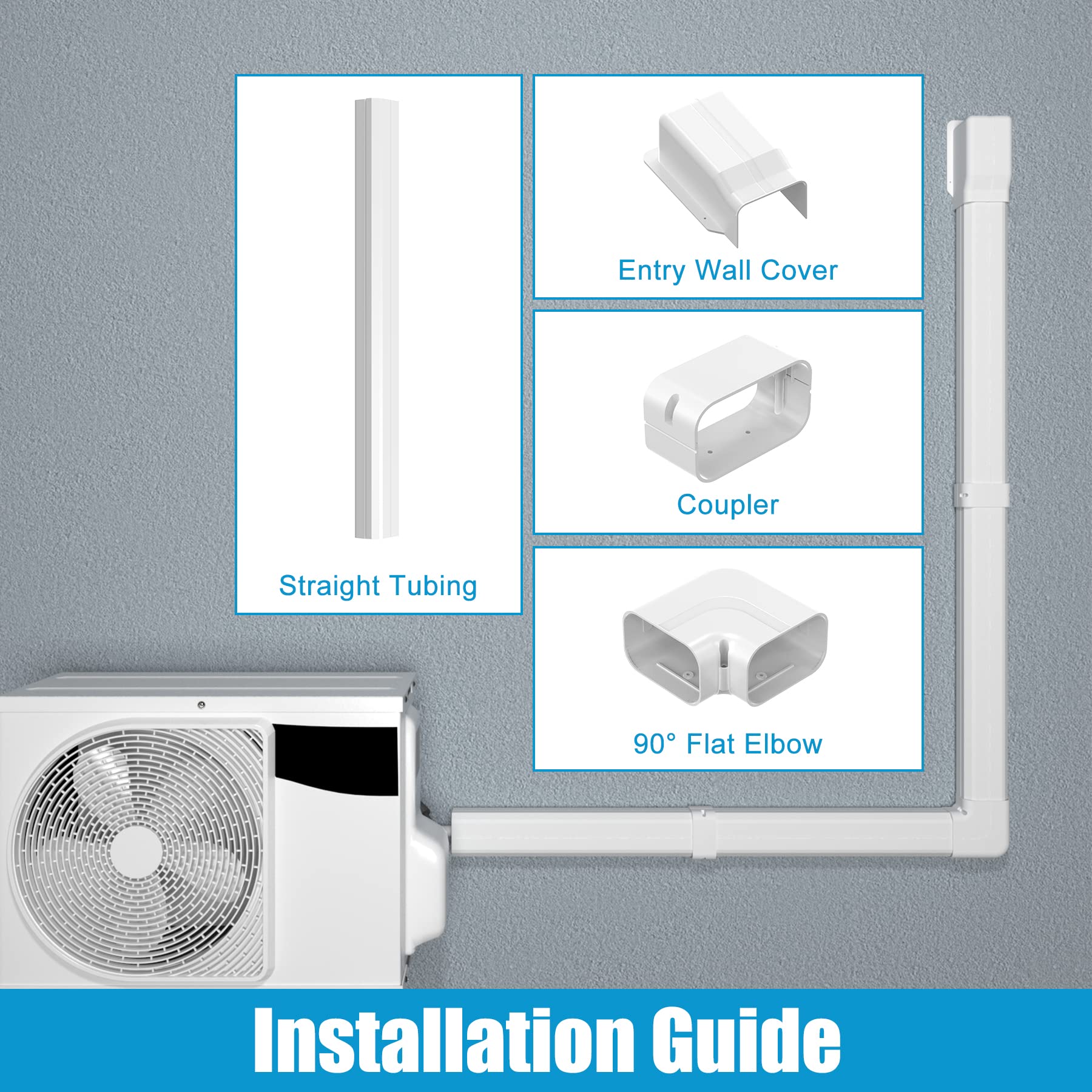 Air Jade 4" 14 Ft Mini Split Line Set Cover, Heavy Duty Line Set Cover Kit for Ductless Mini Split Air Conditioner, Heat Pumps and Central AC
