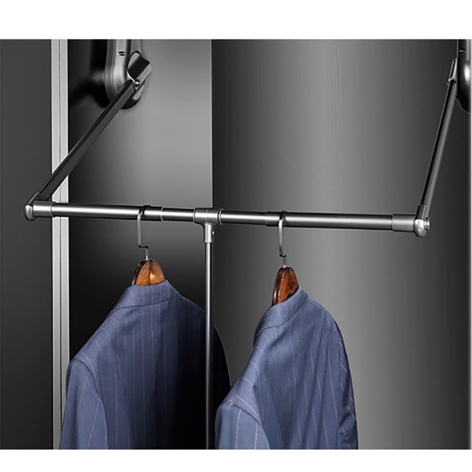 Drop-down Closet Rod, Adjustable Closet Lift Rail Organizer Storage System Closet Hanger Rod With Telescopic Handle and Mounting Hardware, Wall-mounted Industrial Wall Shelf ( Size : 510-650mm )