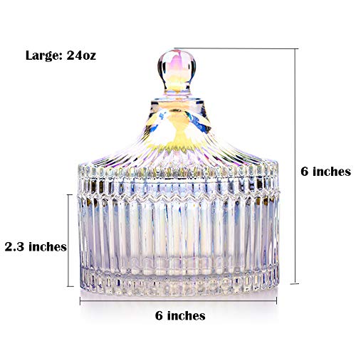 CHOOLD Luxury Colorful Tent Shaped Crystal Candy Jar with Lid,Clear Glass Apothecary Jar Wedding Candy Buffet Jar Food Jar. 24oz