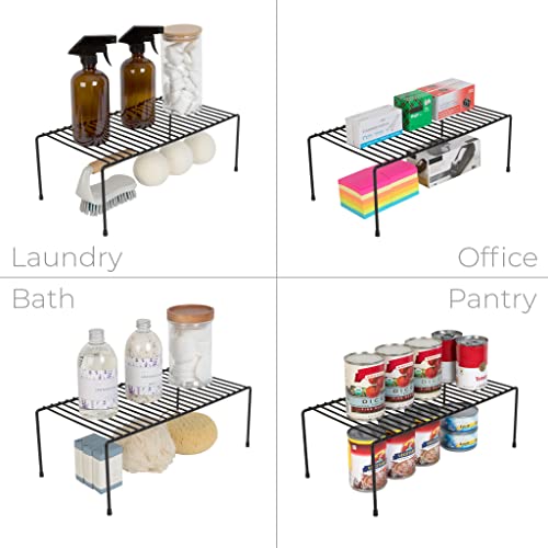 Smart Design Classic Storage Shelf – Large (8.5 x 16 in.), Black – Sturdy Steel Pantry Organizer with Rust-Resistant Finish and Non-Slip Feet for Easy Home Organization and Storage