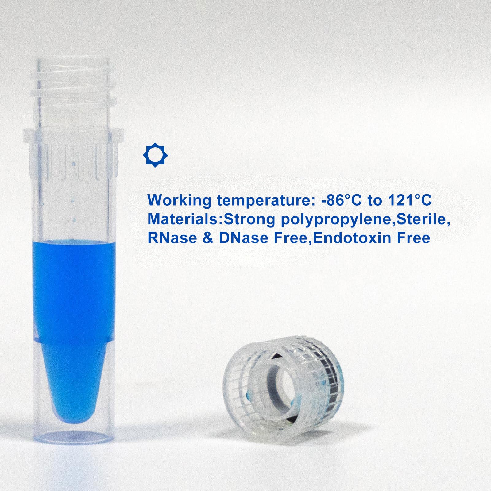 CryoKing Cryogenic Vials 1.5 ml with Screw Caps Cryotubes for Low Temperature Sample Storage Clear Sterile Vials, Case of 2000