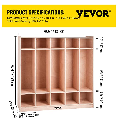 Happybuy 5-Section Classroom Coat Locker, 15mm Thickness Cubbies for Classrooms, Classroom Cubbies, Classroom Furniture with 4 casters for Home, School, Kindergarten