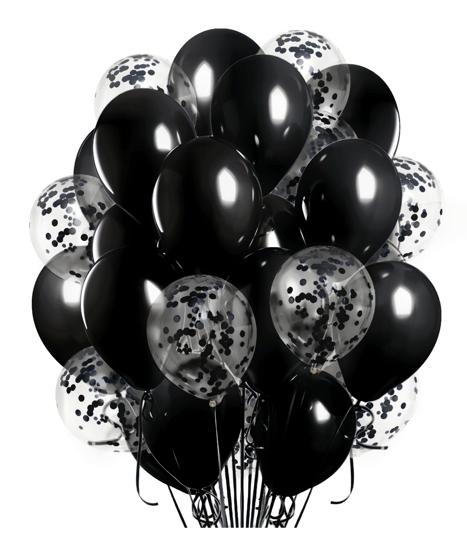 Black balloons 100 Pack + 10 Packs of Black Confetti Balloons, 12 inch Black Latex Balloons - Suitable for Weddings, Graduations, Black Birthday Balloon Party Decorations