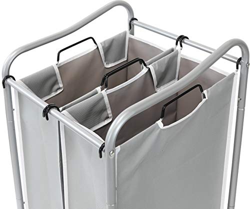 SimpleHouseware 2-Bag Heavy Duty Rolling Laundry Sorter Cart, Silver