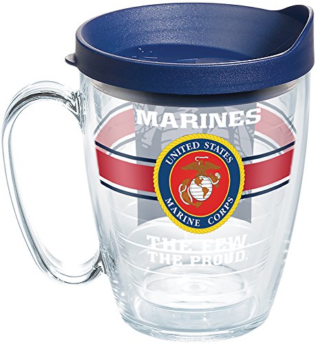 Tervis Marines Pride Tumbler with Wrap and Navy Lid 16oz Mug, Clear
