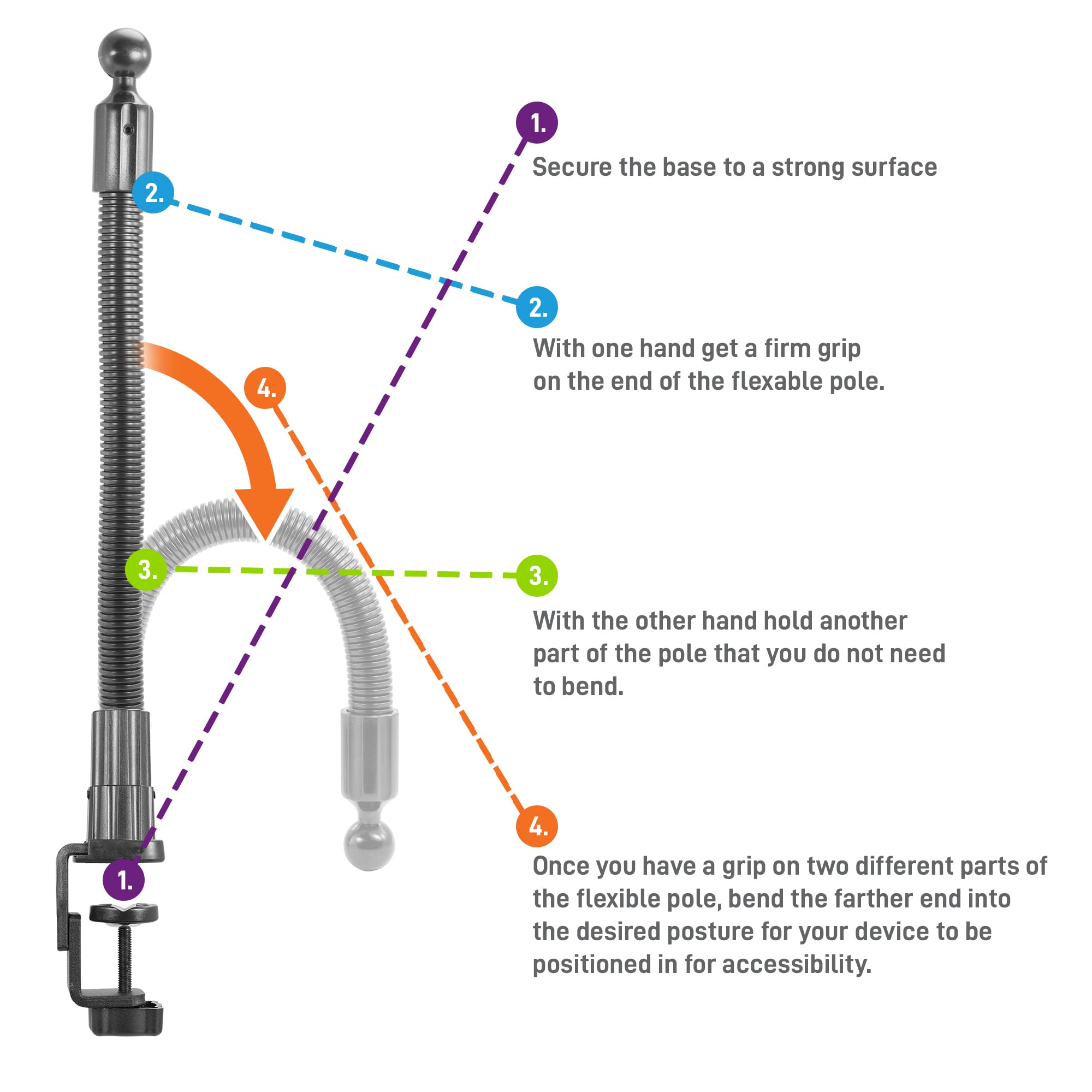 iBolt TabDock Flexpro Clamp- Heavy Duty C-Clamp Mount for All 7" - 10" Tablets (iPad, Nexus, Samsung Galaxy Tab) for Desks, Tables, Wheelchairs, Carts, etc : Great for Homes, Schools, and Offices