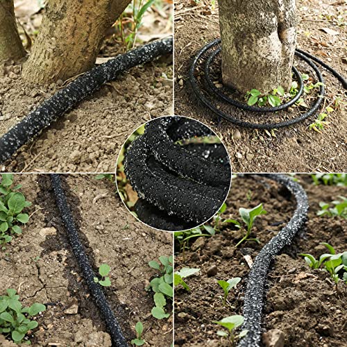 Soaker Hose 25 FT for Garden 1/2" Diameter Irrigation Hose Save 70% of Water Solid Brass Interface Eminently Suitable for Lawn and Garden Beds Cover