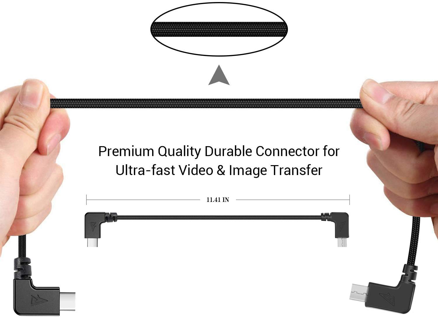 RCstyle Durable Micro USB-IOS Cable Compatible with DJI Mavic Air/Pro/Mini/Spark (to Type-C)