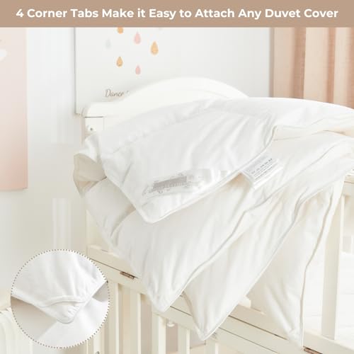 Toddler/Travel/Crib Goose Down Comforter Duvet/Blanket Multifunctional,100% Organic Cotton Washable Unisex Kids,All Season,White 33x43