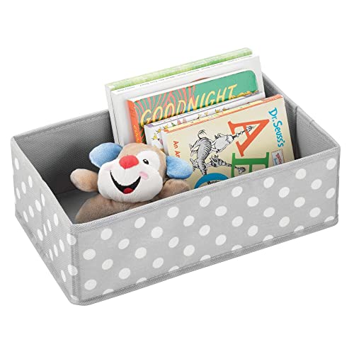 mDesign Fabric Drawer Organizer Bins, Kids/Baby Nursery Dresser, Closet, Shelf, Playroom Organization, Hold Clothes, Toys, Diapers, Bibs, Blankets, 6 Pack - Gray/White Polka Dot