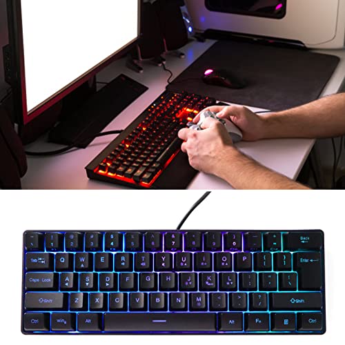 Acogedor Gaming Keyboard, 61 Keys USB Wired RGB Breathe Lighting Mechanical Keyboard for Win XP/Vista/7/8 32/64bit, for Win 8 Pro, FN Combination Shortcut Keys