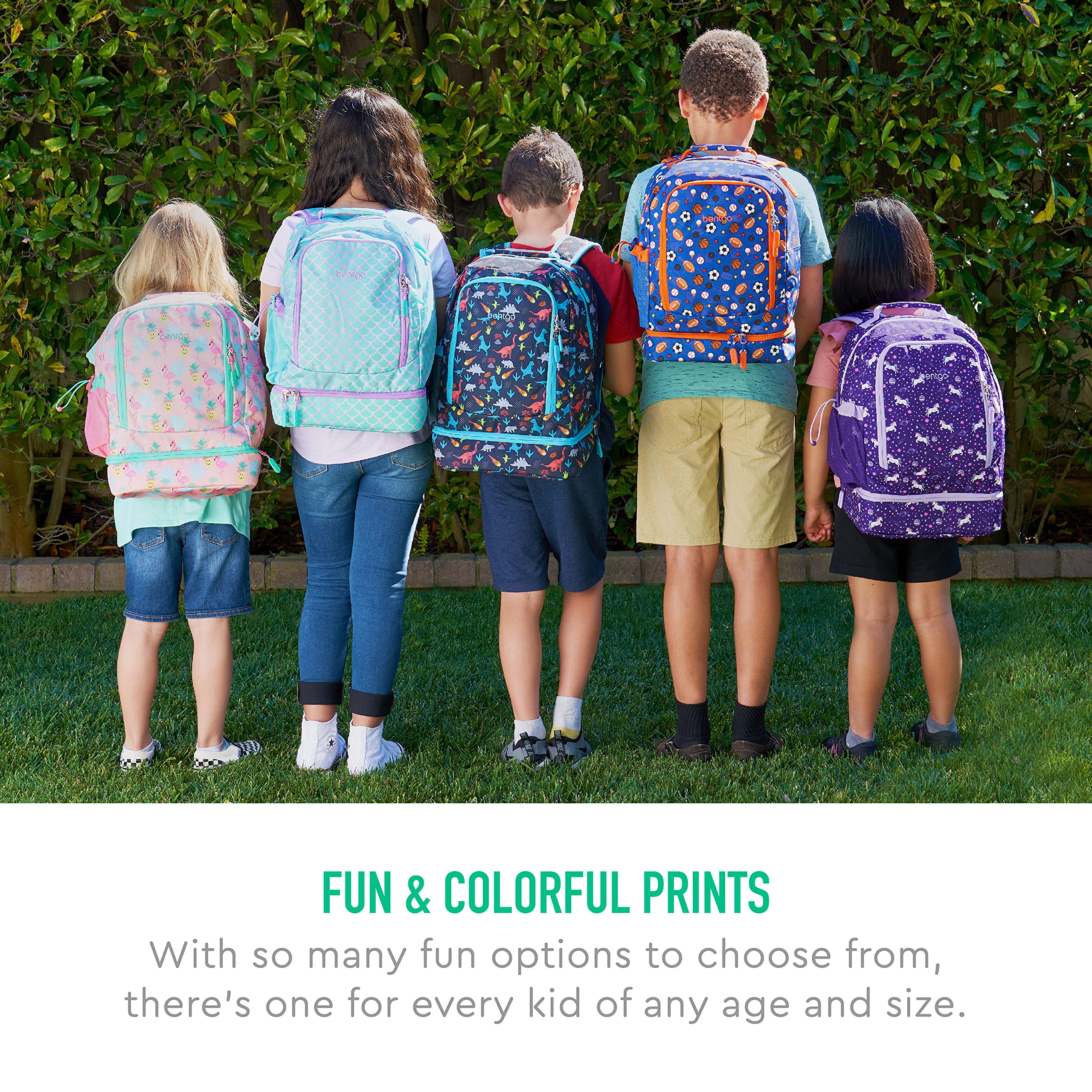 Bentgo 2-in-1 Backpack & Insulated Lunch Bag Set With Kids Prints Lunch Box (Tropical)