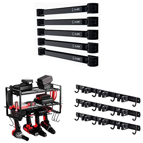 The Cosmic tool organizers and storage rack system ā Magnetic tool holder 5 Pack, Mop and broom holder 3 Pack and Power tool organizer to take care of your garage organization needs