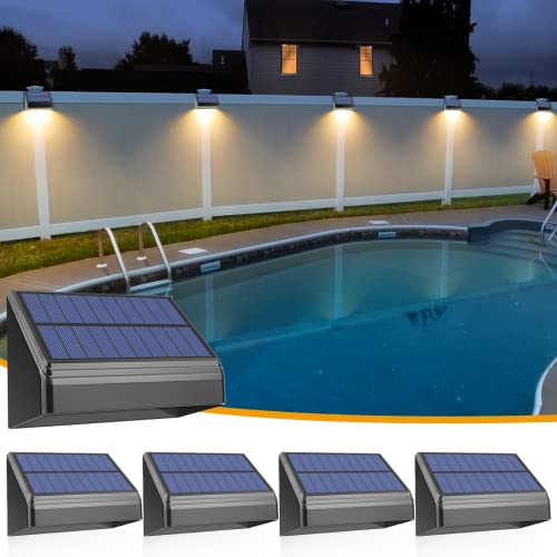 Aulanto Solar Fence Lights Outdoor Warm White and RGB Lock Mode, 4pack Color Glow Solar Wall Lights Waterproof Solar Light for Fence,Outdoor Decor Solar Deck Lights for Wall,Fence, Door, Yard, Garden