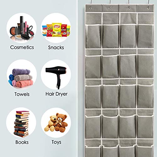 EZOWare 4 Pcs Small Foldable Storage Bins Baskets + 2 Pcs 24 Large Pockets Over The Door Hanging Organizer for Bathroom Toys Nursery Kids Toddlers Home