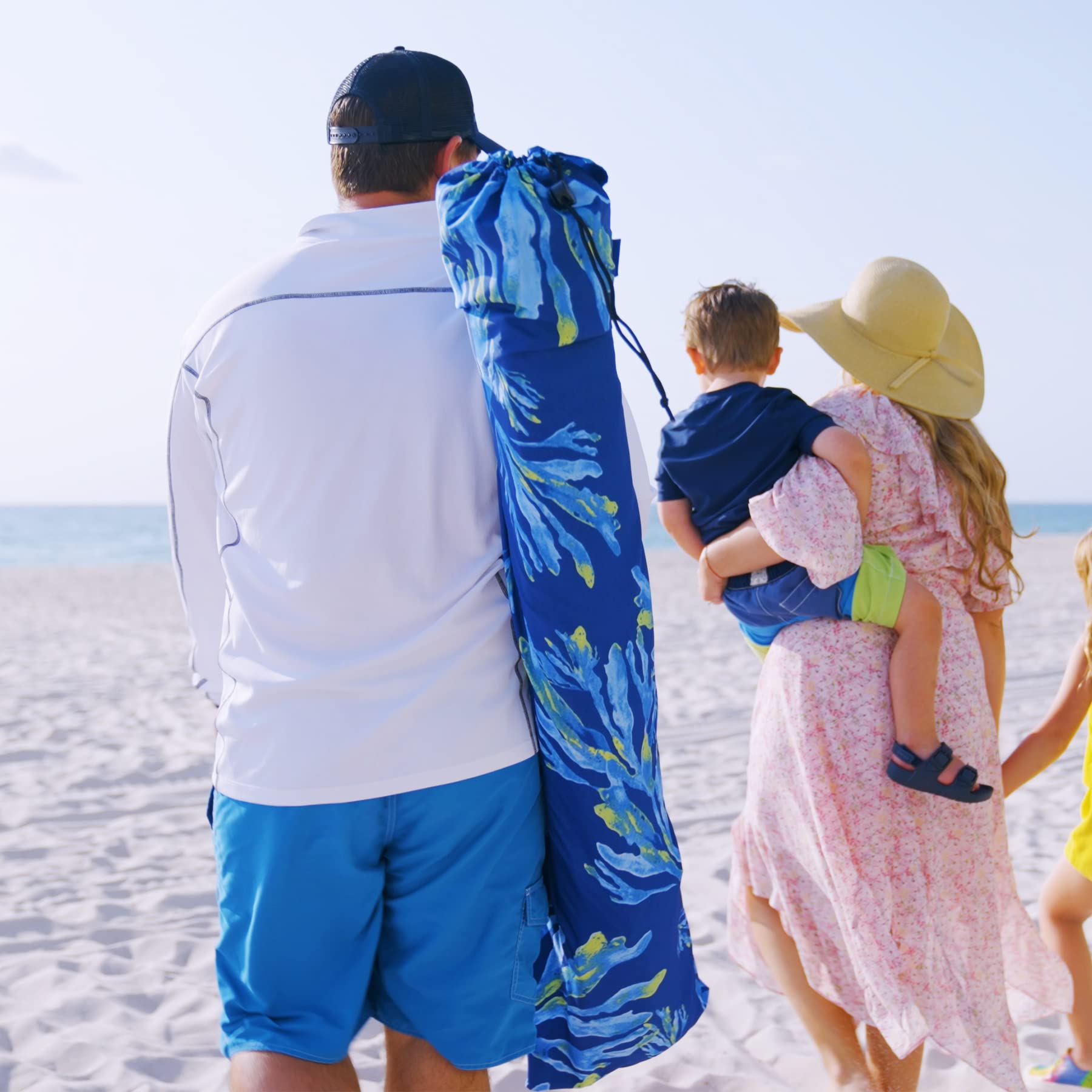 AMMSUN Beach Cabana, 6.2'×6.2' Beach Canopy, Easy Set up and Take Down, Cool Cabana Beach Tent with Sand Pockets, Instant Sun Shelter with Privacy Sunwall, Blue Paint
