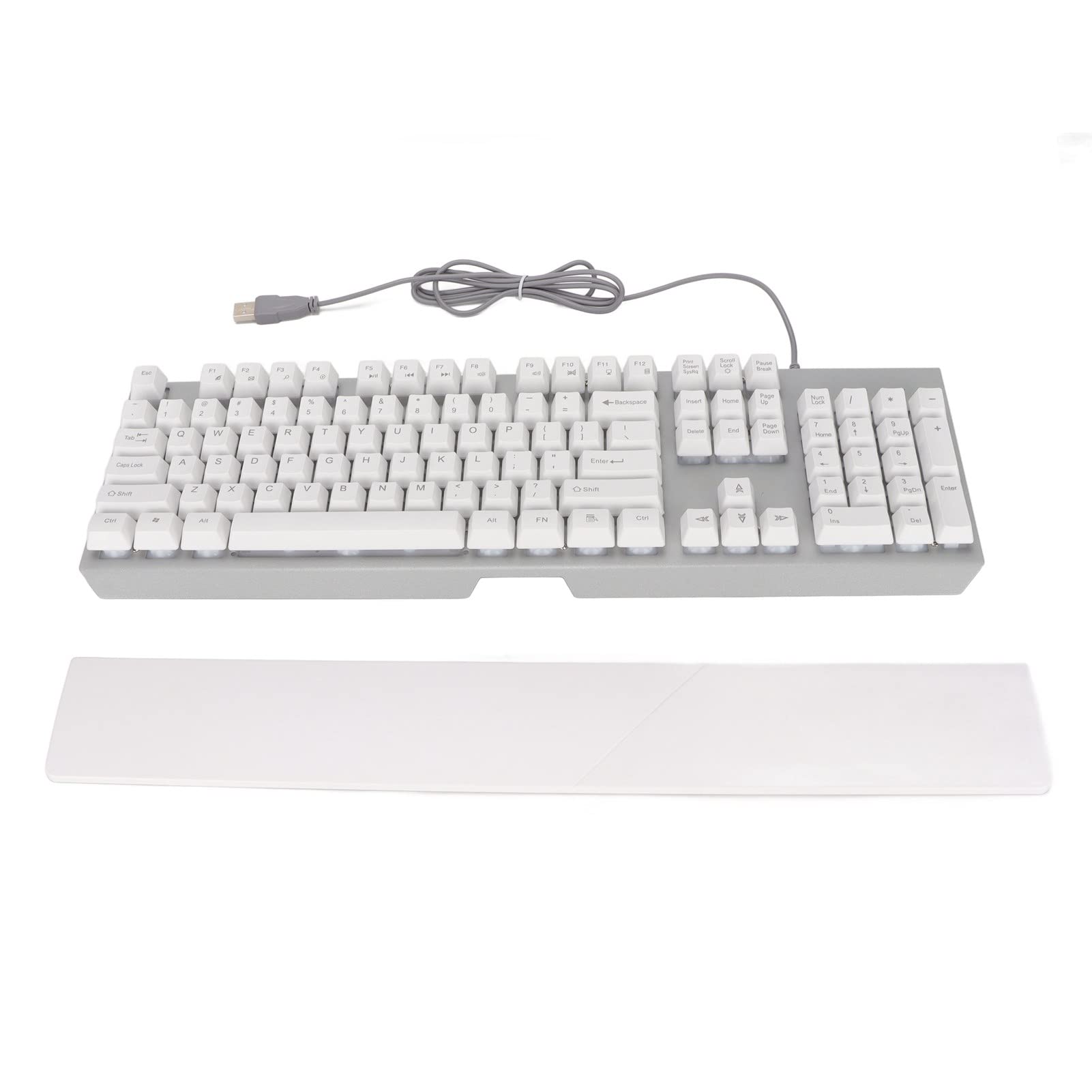 Acogedor Mechanical Gaming Keyboard, RGB Backlight USB Wired 104 Keys Mechanical Feeling Keyboard with Wrist Rest for Home Office Gaming(GK60 Keyway White)