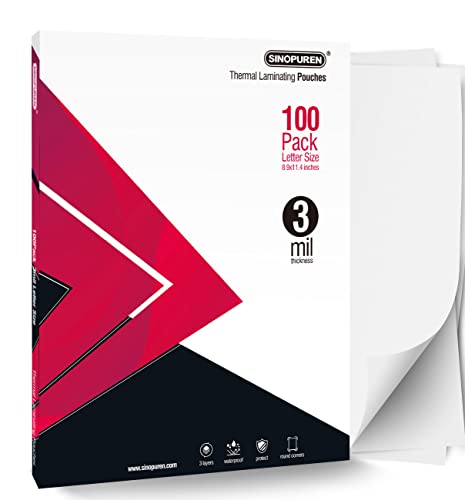Sinopuren Thermal Laminator Machine and Laminating Pouches Bundle, 13-inch Wide Lamination 3mil 100pack, Letter Size, with Paper Trimmer, Corner Rounder, Quick Warm-Up, Cold and Hot