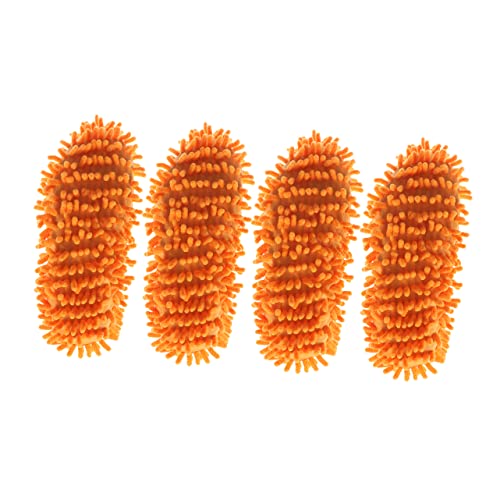 Cleaning Mop 4 Pcs Floor Cleaner Mop Cleaning Mops Floor Mops Slippers Lazy Mop Slippers Floor Cleaning Slipper Lay Shoe Cover Orange Washable The Lazy Dust Mop Slipper Mop Cap