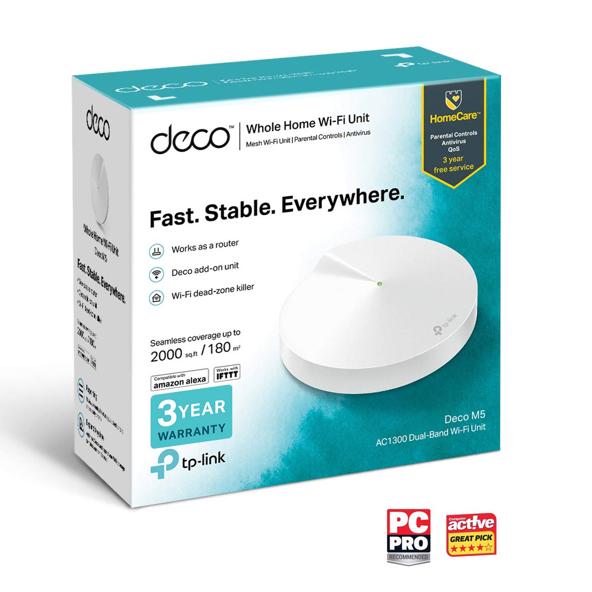 TP-LINK (Deco M5) Whole-Home Mesh Wi-Fi System, Single Unit, Dual Band AC1300, USB Type-C, 2 x LAN