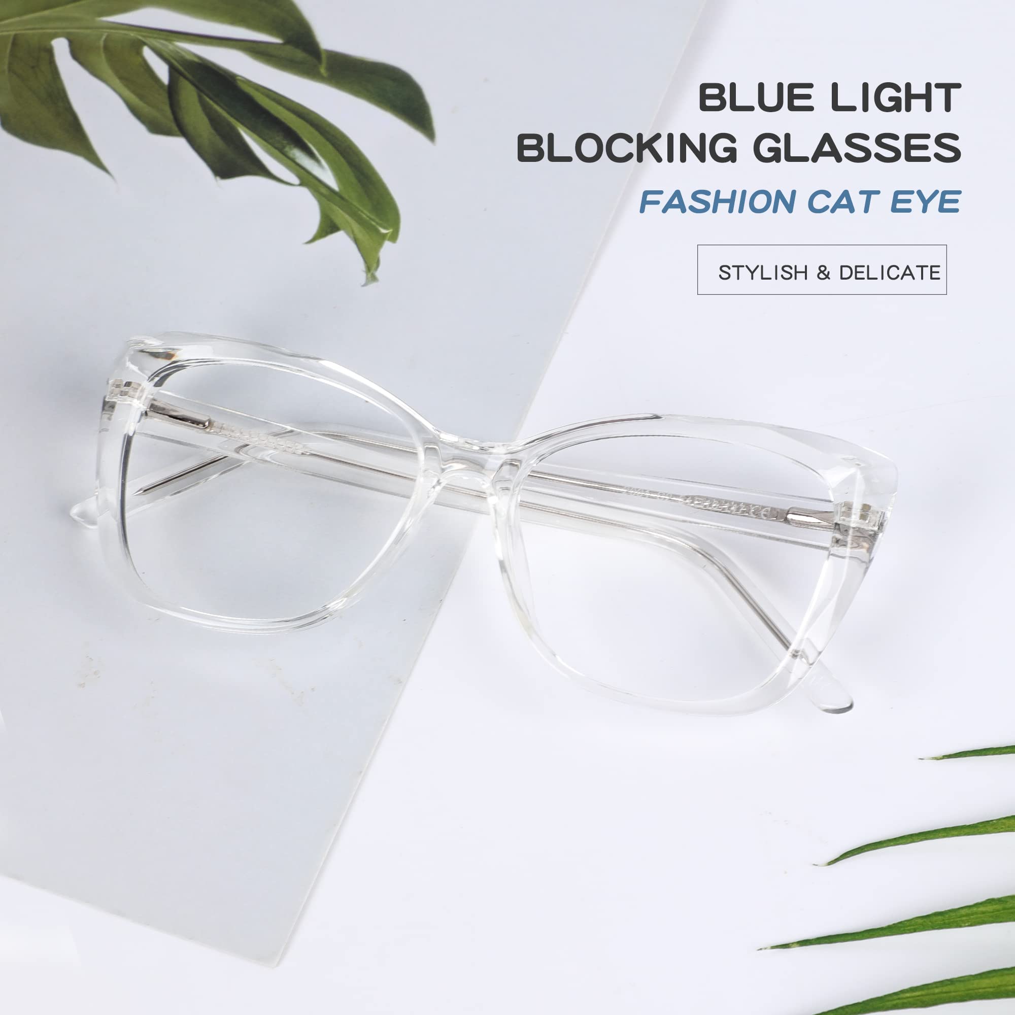 AICTATH Blue Light Blocking Glasses for Women Filter Blue Ray Lens Ultralight TR90 Computer Eyewear Anti Eyestrain UV Glare (Crystal Frame)