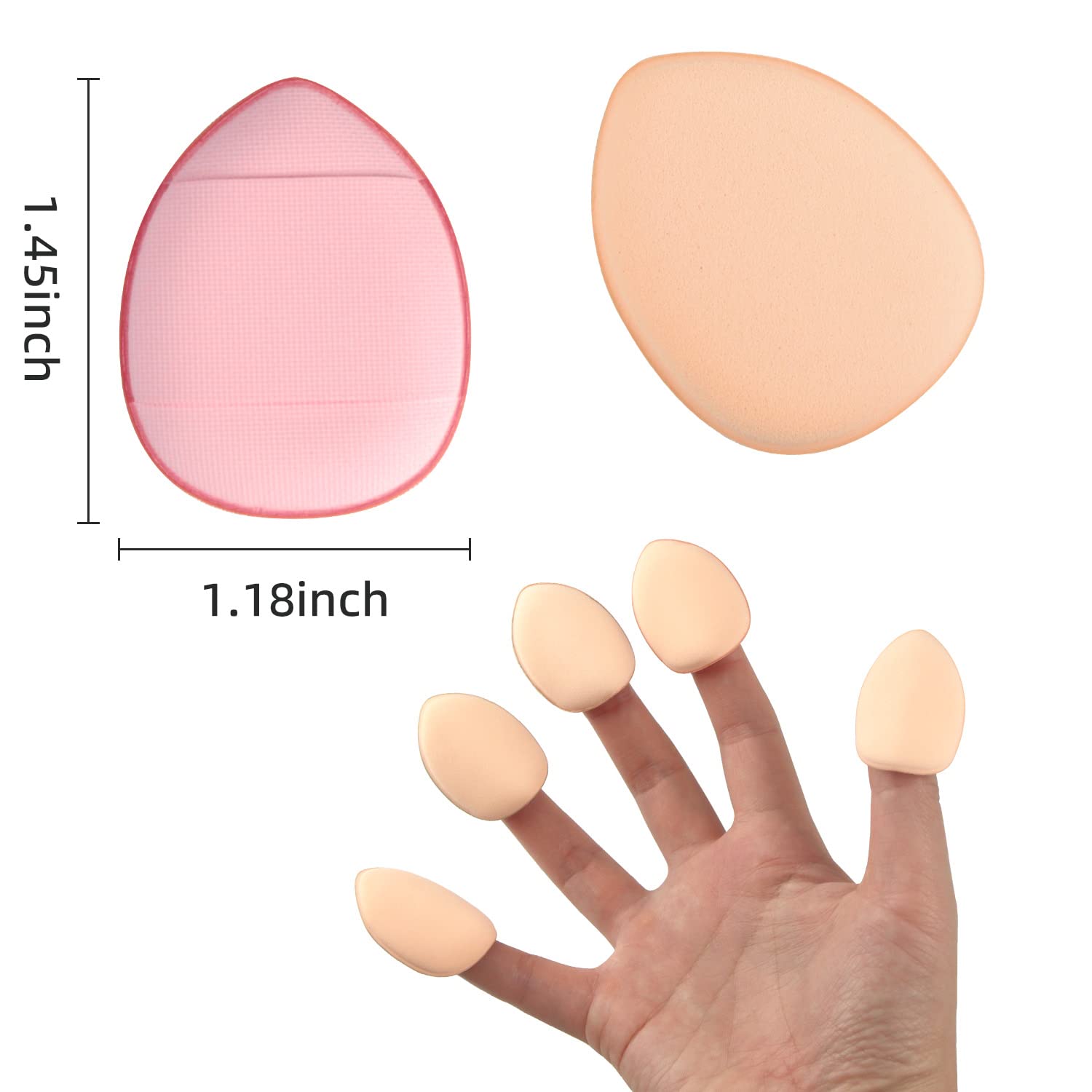 bAnpinSH Finger Puff, 12 Pcs Mini Makeup Puff,Suitable For Foundation, Concealer, Eye Shadow,Beauty Makeup Tools (5 Color 1 Set)