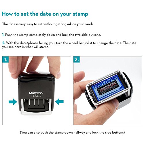 MaxMark Office Date Stamp with Approved Self Inking Date Stamp - Blue/RED Ink