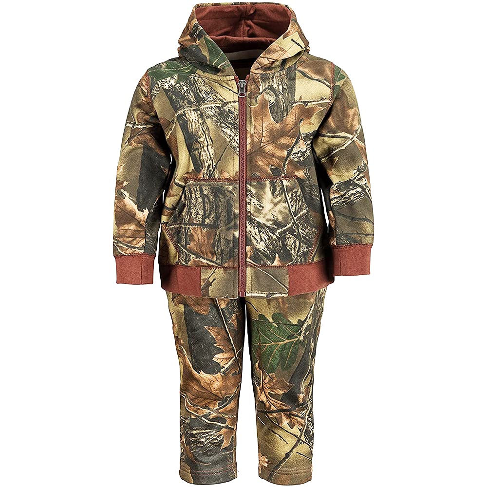 TrailCrest by Treel Infant-Toddler Cotton Full Zip Hoodie Sweatshirt Jacket & Pants Set Tracksuit, 5T, Camo