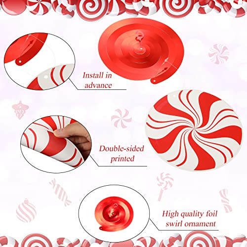 Christmas Peppermint Candy Hanging Decorations Christmas Candies Ceiling Hanging Swirls Xmas Party Ceiling Whirl Streamers For Home Winter Holiday Christmas Party Decor (Red White,Mixed Candy)