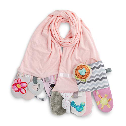 DEMDACO Mommy & Me Vibrant Colorful 9.5 x 52 Inch Soft Polyester Fabric Tactile Textured Whimsical Activity Fashion Scarf (Pretty Pink)