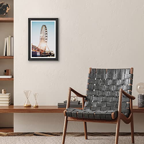 Americanflat 12x18 Poster Frame with Shatter-Resistant Glass - Use as 11x17 Frame with Mat or 12x18 Frame Without Mat - Hudson Collection - Wide Photo Frame for Wall display - Black