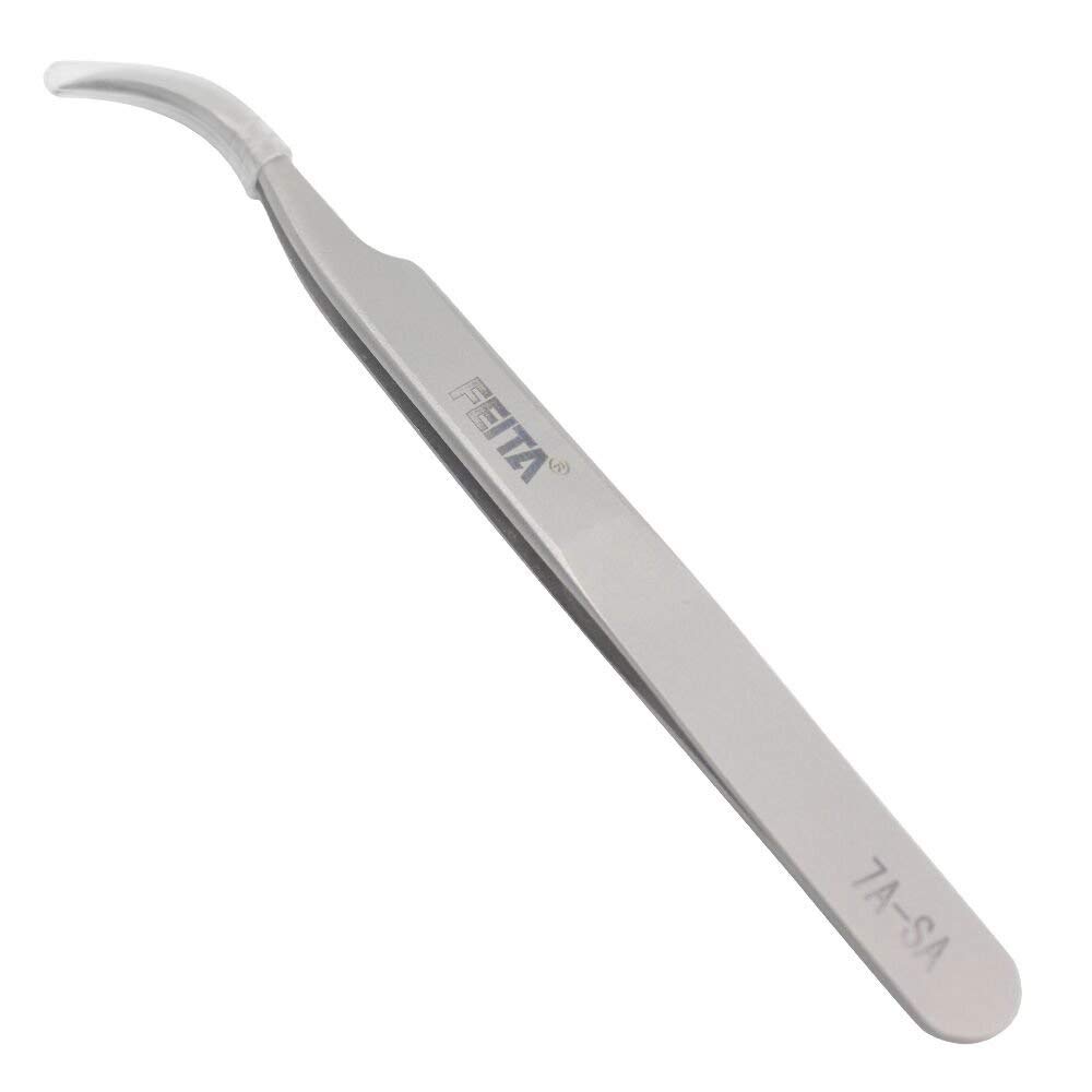 Individual C-Shaped Tip Lashes Tweezer - FEITA Professional Stainless Steel Curved Tweezers Precision for 3D Volume Eyelashes Extensions (1 Pc)