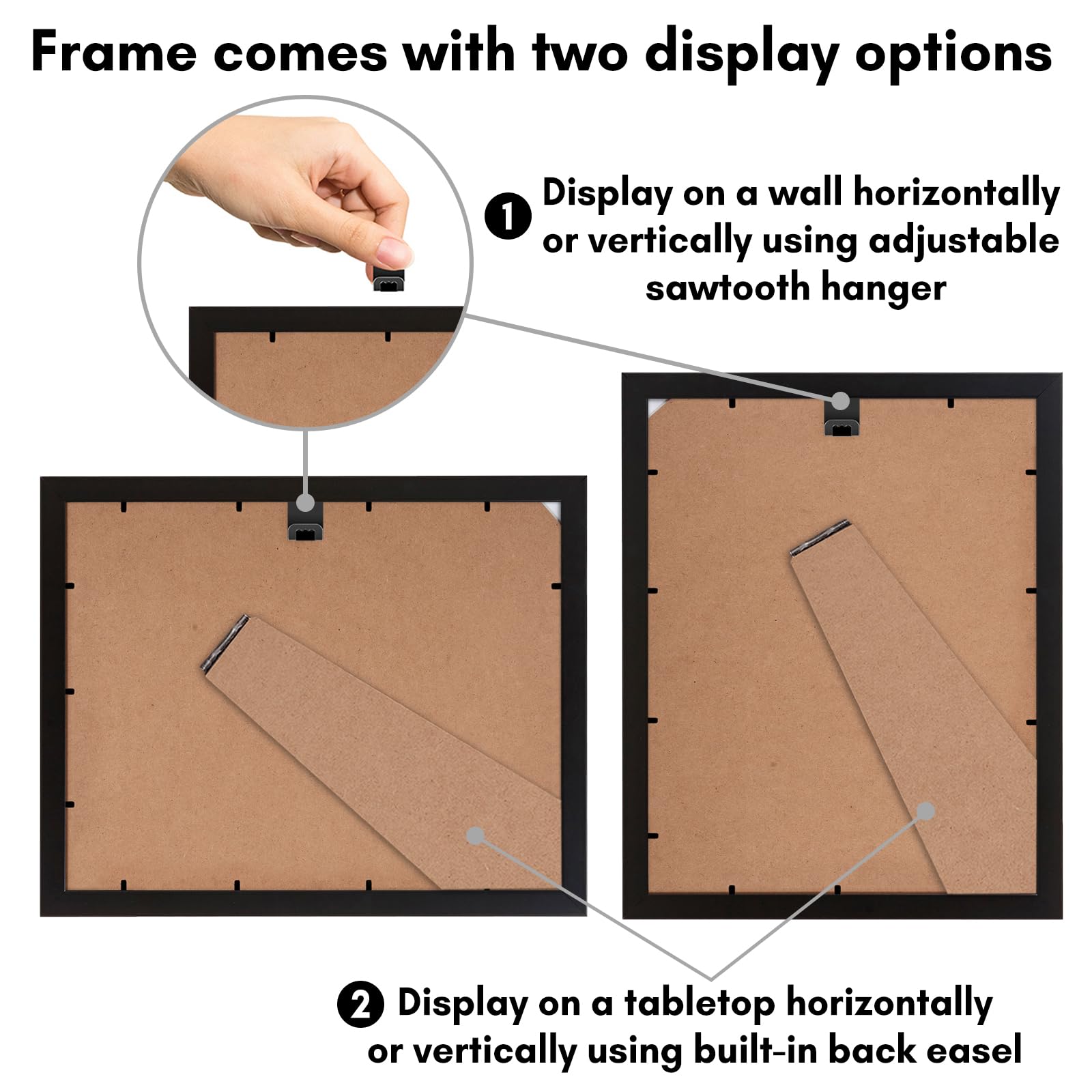 Americanflat 9x12 Picture Frame in Black - Engineered Wood Photo Frame with Shatter-Resistant Glass, Hanging Hardware, and Easel for Wall and Tabletop Display