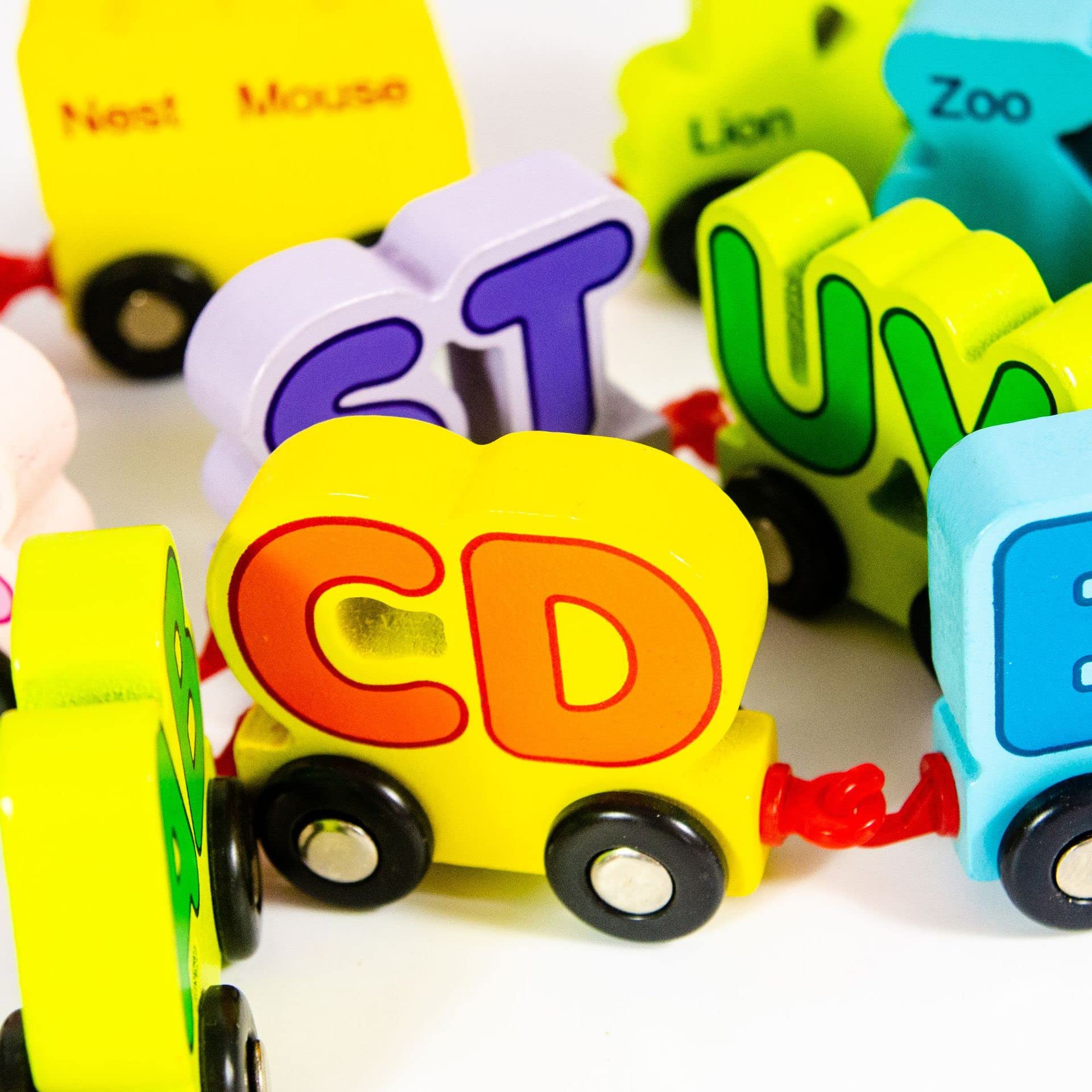 ACOOLTOY Wodden Alphabet Train, Great Gift for Christenings, New Baby, Birthdays
