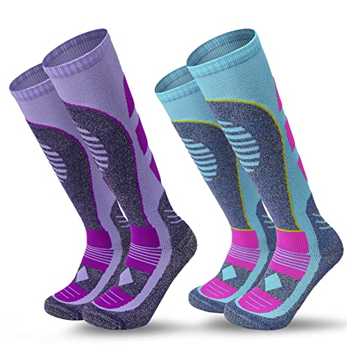 AII 2 pairs Athlete High Performance Unisex Knee Length Ski Socks For Men and Women, Winter Performance Socks,Snowboard socks
