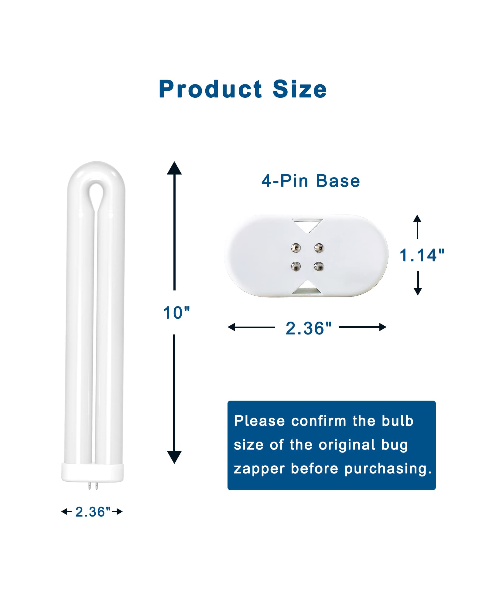 BF190 Bug Zapper Replacement Bulb Compatible with Flowtron BK-40D, 10 Inch FUL32T8/BL U Type Replacement Light Bulb for 32W Outdoor Electronic Insect Killer with 4-Pin Base, 1 Pack