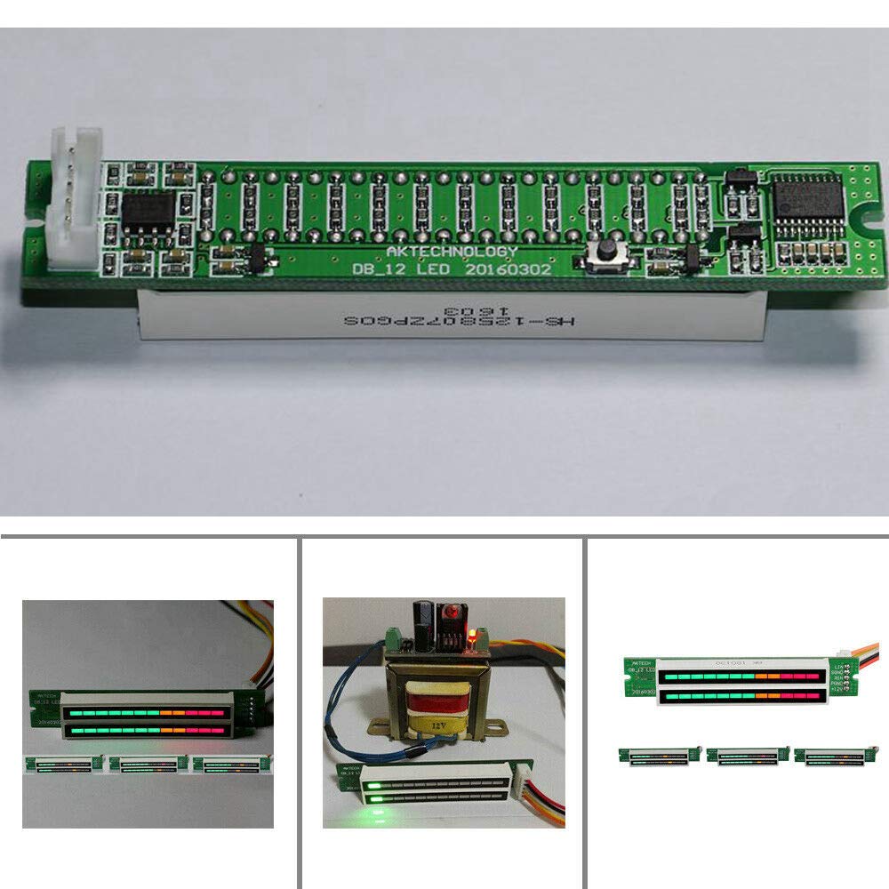 Acxico 1Pcs Dual 12 Stereo Level Indicator LED VU Meter Lamps Light Analyzer Display Speed Board