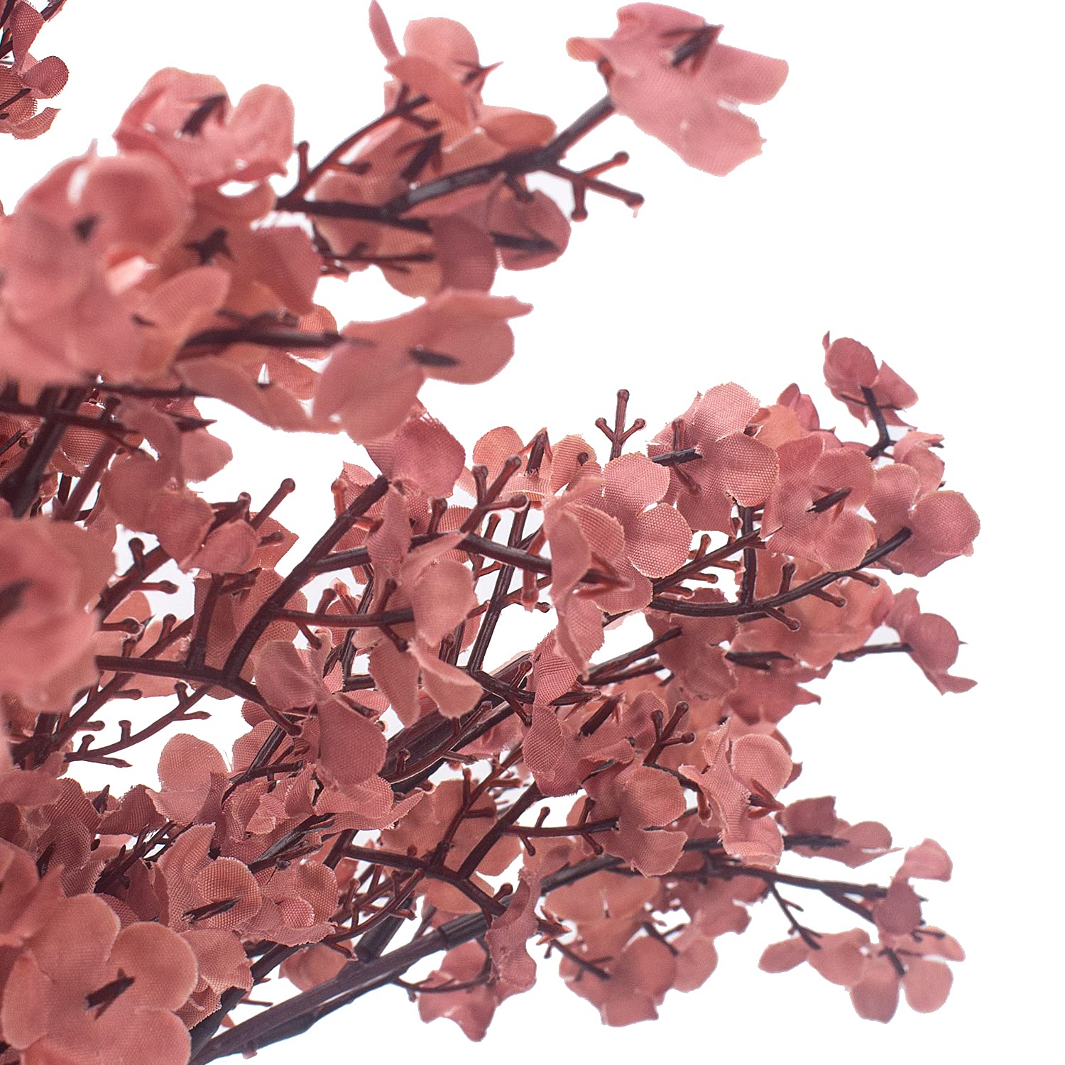 Hukidoy Babys Breath Fabric Cloth Artificial Flowers 6 Bundle European Fake Silk Plants Decor Wedding Party Decoration Bouquets Real Touch DIY Home Garden (Fall Pink)