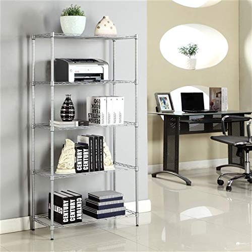 EEBUIHUI 5 Tier Adjustable Storage Shelf Metal Storage Rack Wire Shelving Unit Storage Shelves Metal for Pantry Closet Kitchen Laundry (Silver-5)