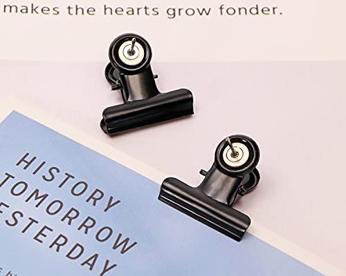Tupalizy 15PCS Push Pins Clips Bulldog Thumbtack Clips for Bulletin Cock Board Wall Office School Home Cubicle Pictures Documents Notes Papers Calendars Photos Files Artworks Craft Projects (Black)