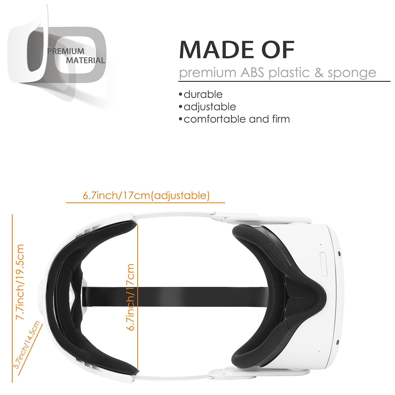 Alternative Headband for Oculus Quest 2 Replacement for Elite Strap Comfortable VR Head Strap with Head Cushion Improvement from The Stock Strap Reduce Pressure