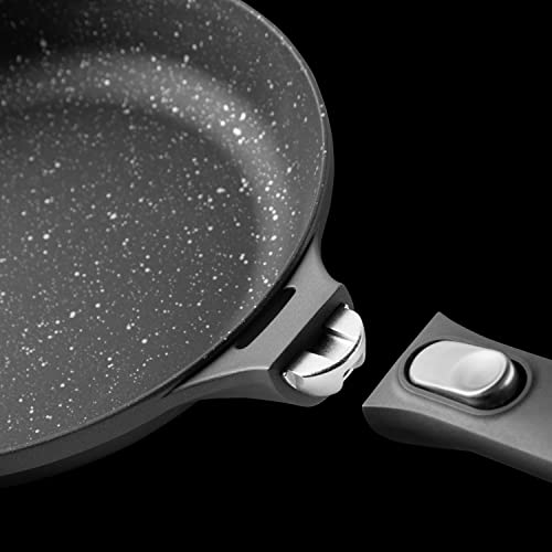 Berghoff GEM Non-Stick Cast Aluminum Grill Pan 11" 3.4 qt. Square Stay-Cool, Detachable Handle Ferno-Green, PFOA Free Coating Induction Cooktop Fast Heating Oven Safe